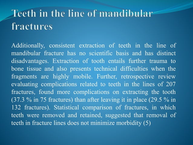 Teeth in The Line of Mandibular Fractures | PPT