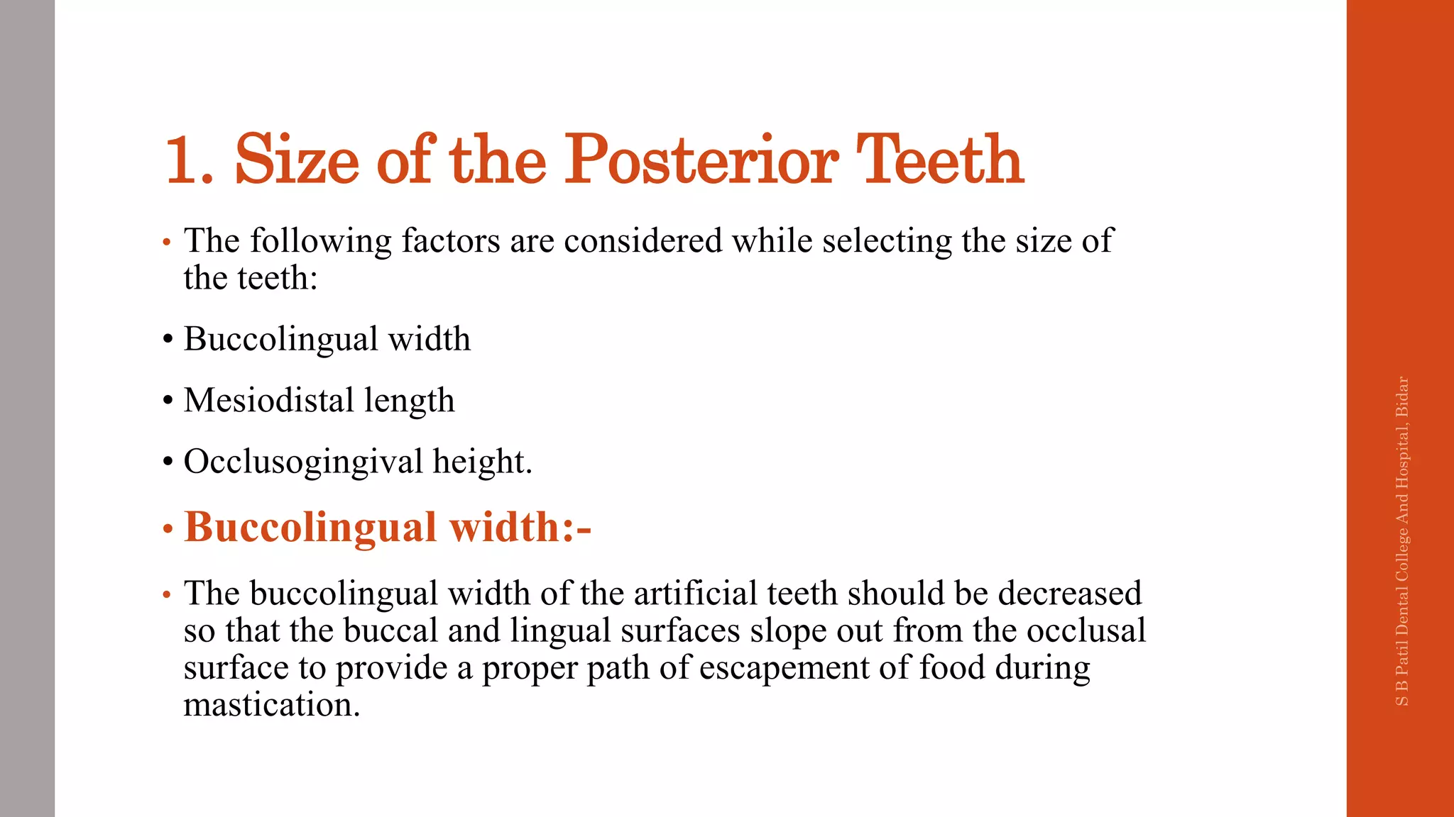 TEETH SELECTION IN COMPLETE DENTURE | PPTX