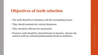 TEETH SELECTION IN COMPLETE DENTURE | PPTX