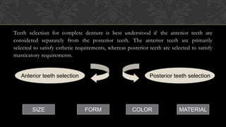 TEETH SELECTION in prosthodontic dentistry | PPT