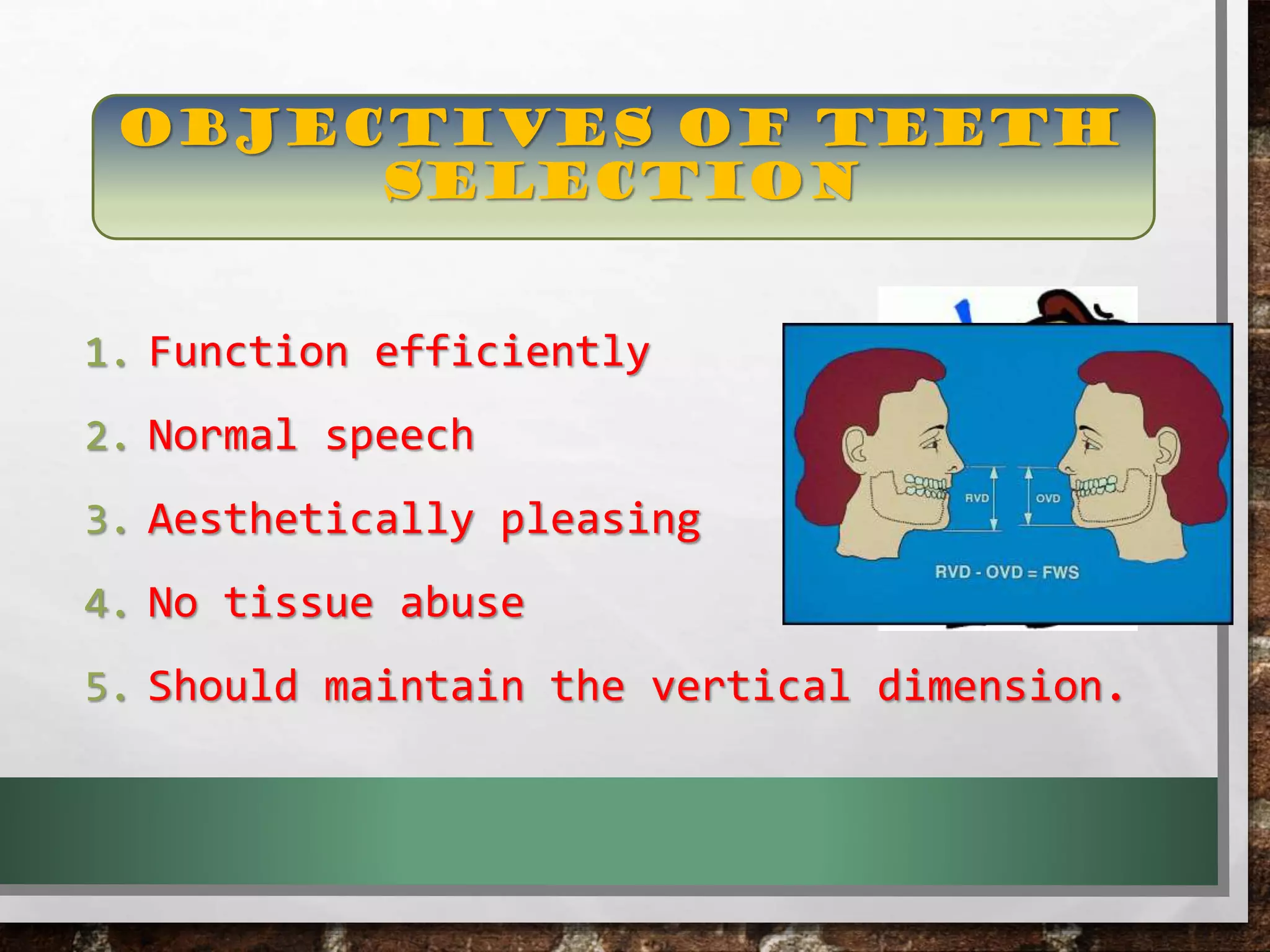 Teeth selection for complete dentures | PPTX
