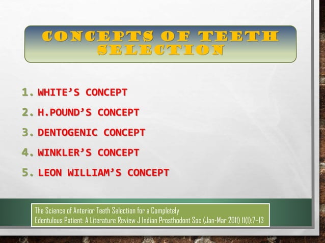 Teeth selection for complete dentures | PPTX | Dental Health | Diseases ...