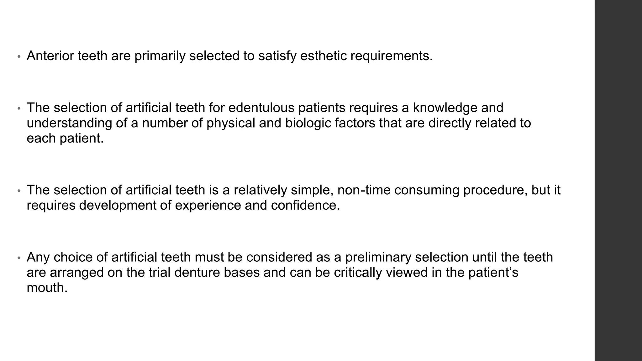 Teeth selection in complete dentures | PPTX
