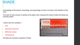 Teeth selection in complete dentures | PPTX
