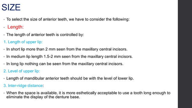Teeth selection in complete dentures | PPTX | Dental Health | Diseases ...