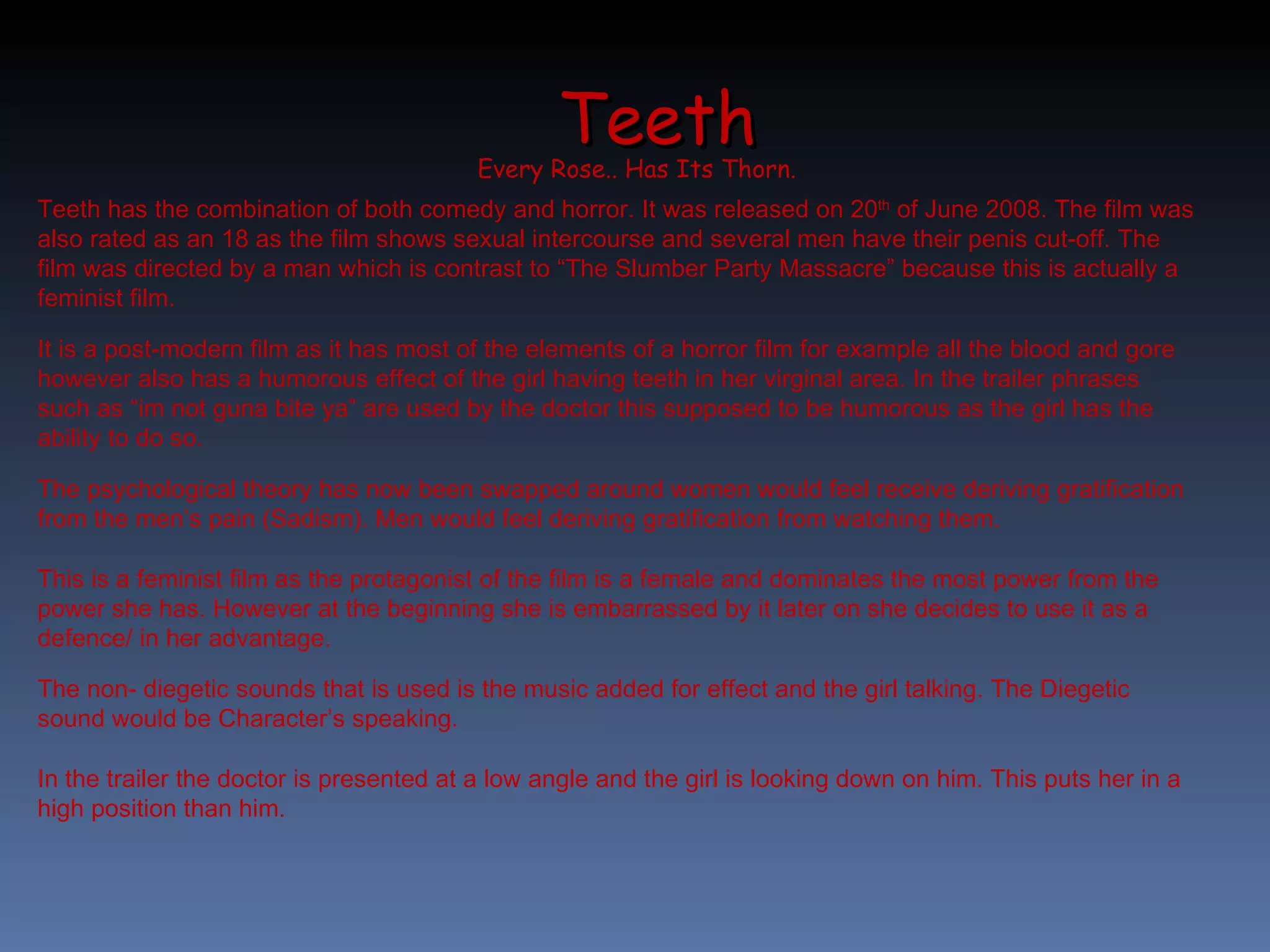 Teeth&the slumber party massacre | PPT