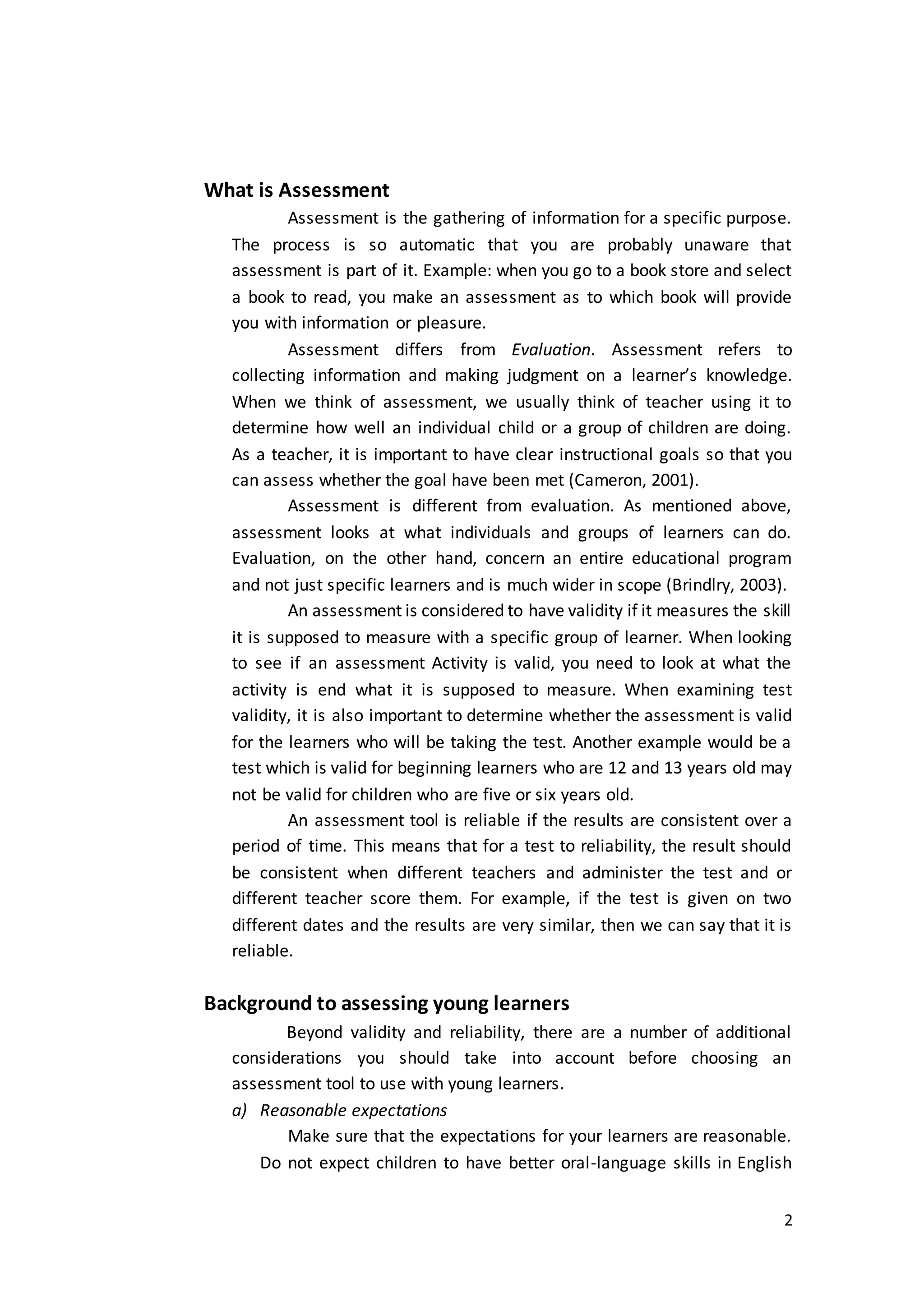 Assessing Young Learner | DOCX