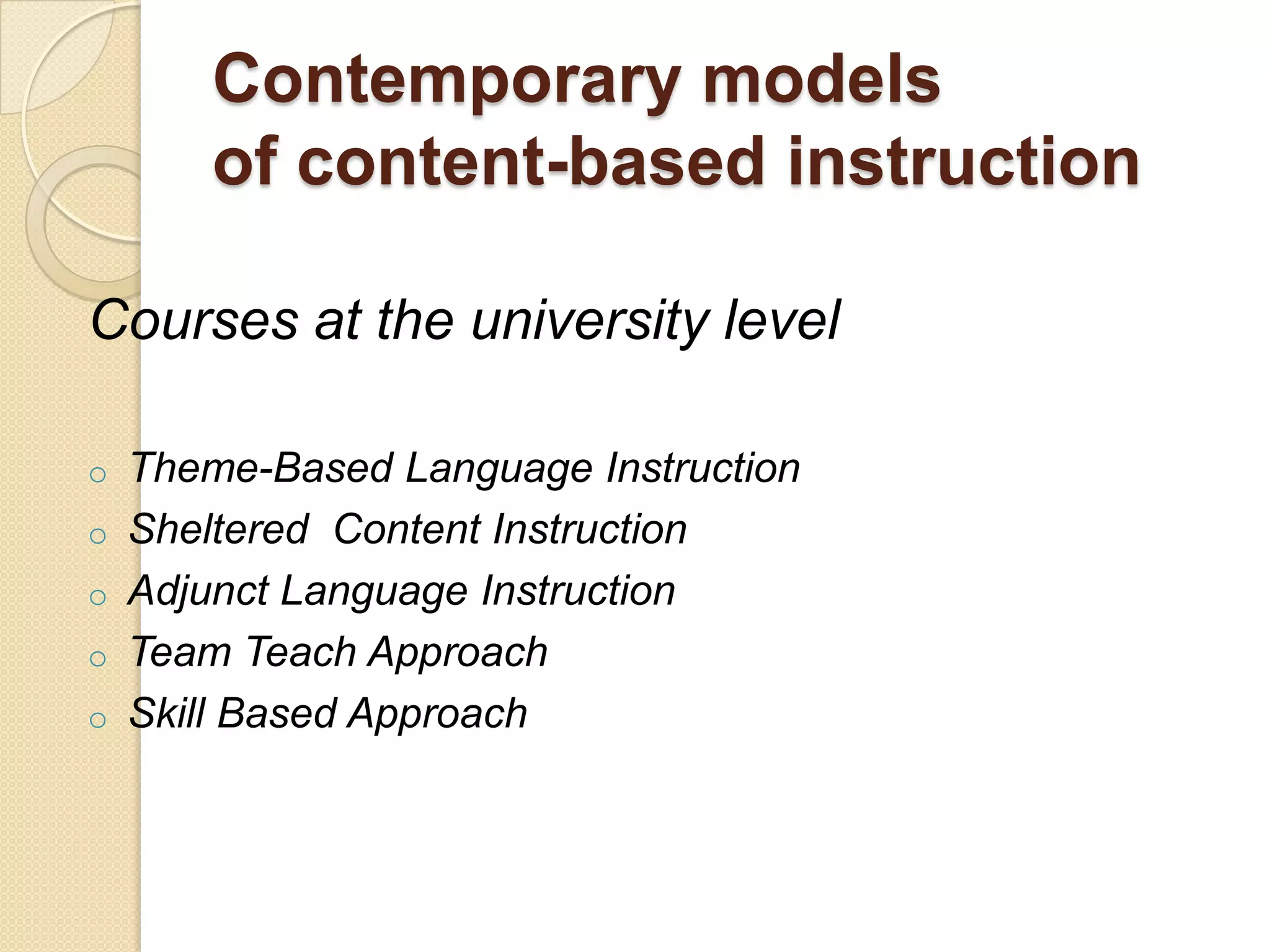 Tefl - content based instruction | PPTX