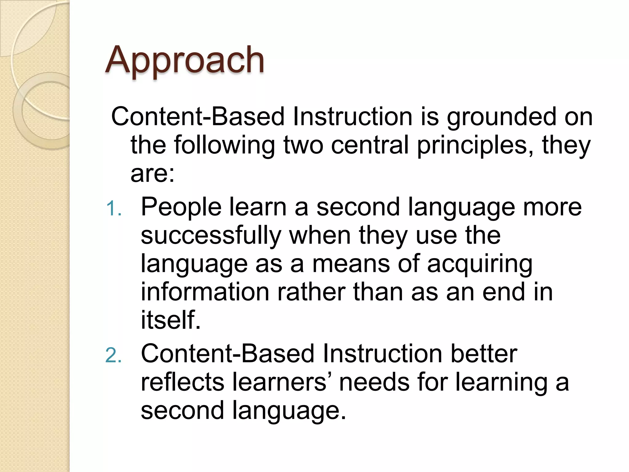 Tefl - content based instruction | PPTX