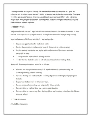 Teaching creative writing skills | DOCX
