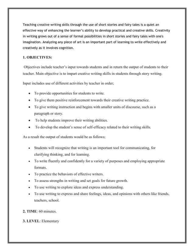 Teaching creative writing skills | PDF