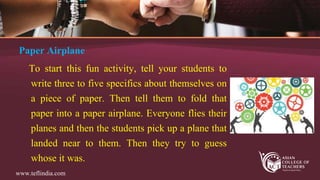 5 Creative ESL Icebreakers to Get To Know Your Students More | PPTX