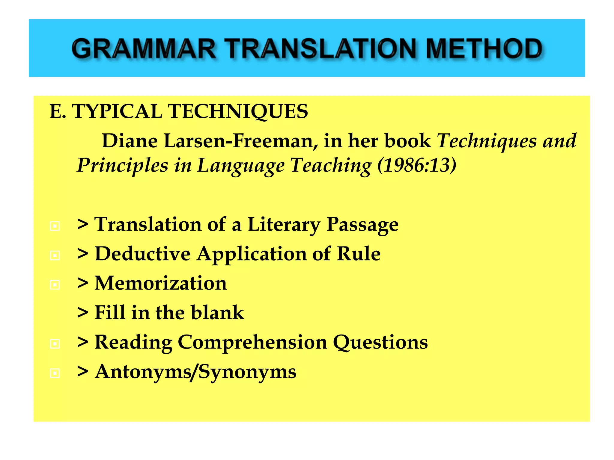 TEFL ( Grammar Translation Method) | PPTX