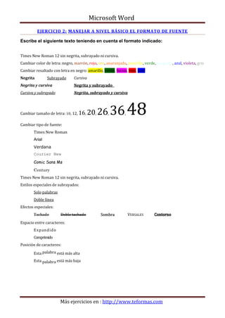 TeFormas Ejercicios Prácticos Word | PDF