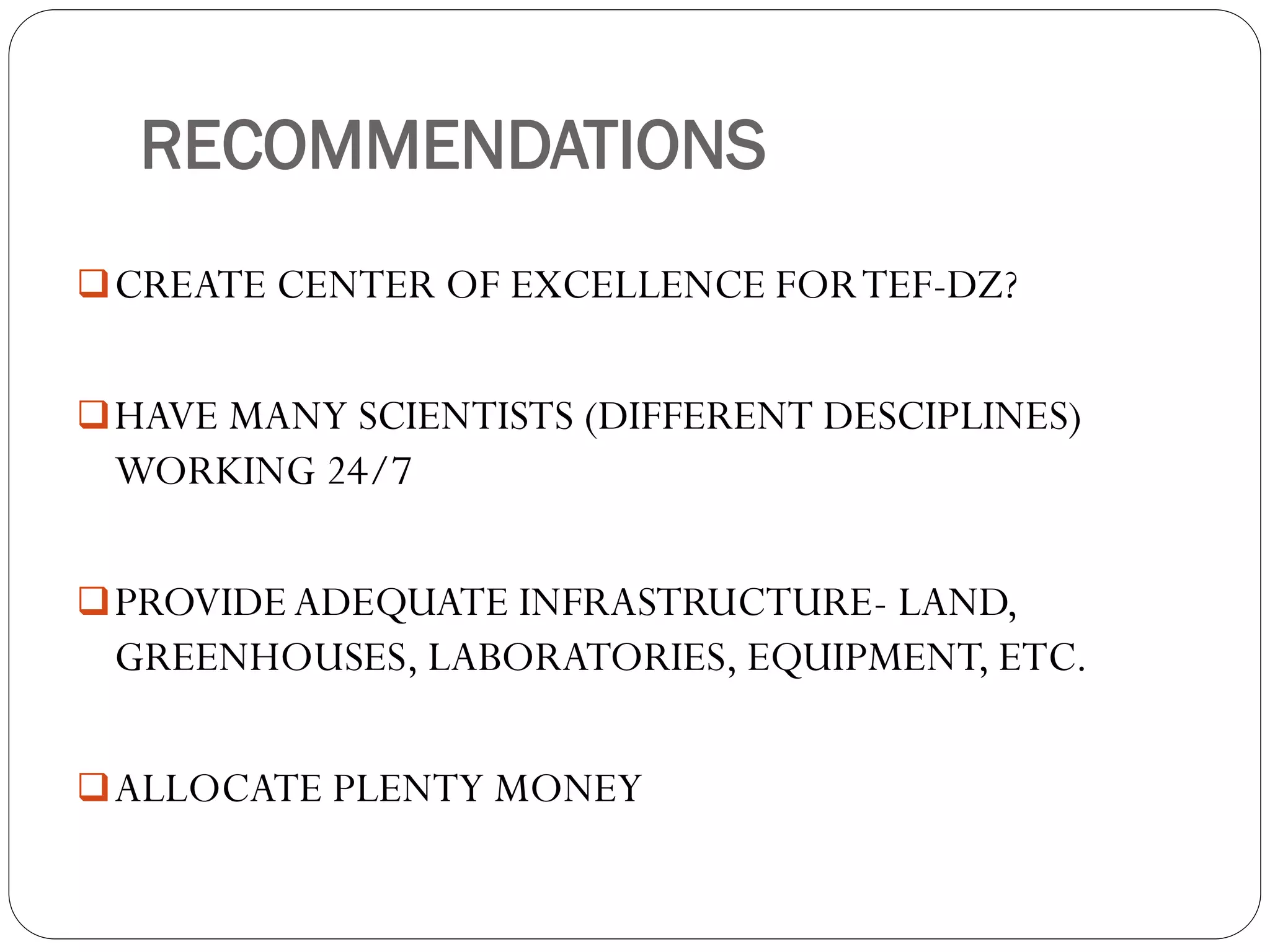 Tef research 4 development | PPTX | Agriculture | Industries