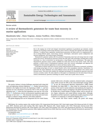 A review of thermoelectric generators for waste heat recovery in marine ...