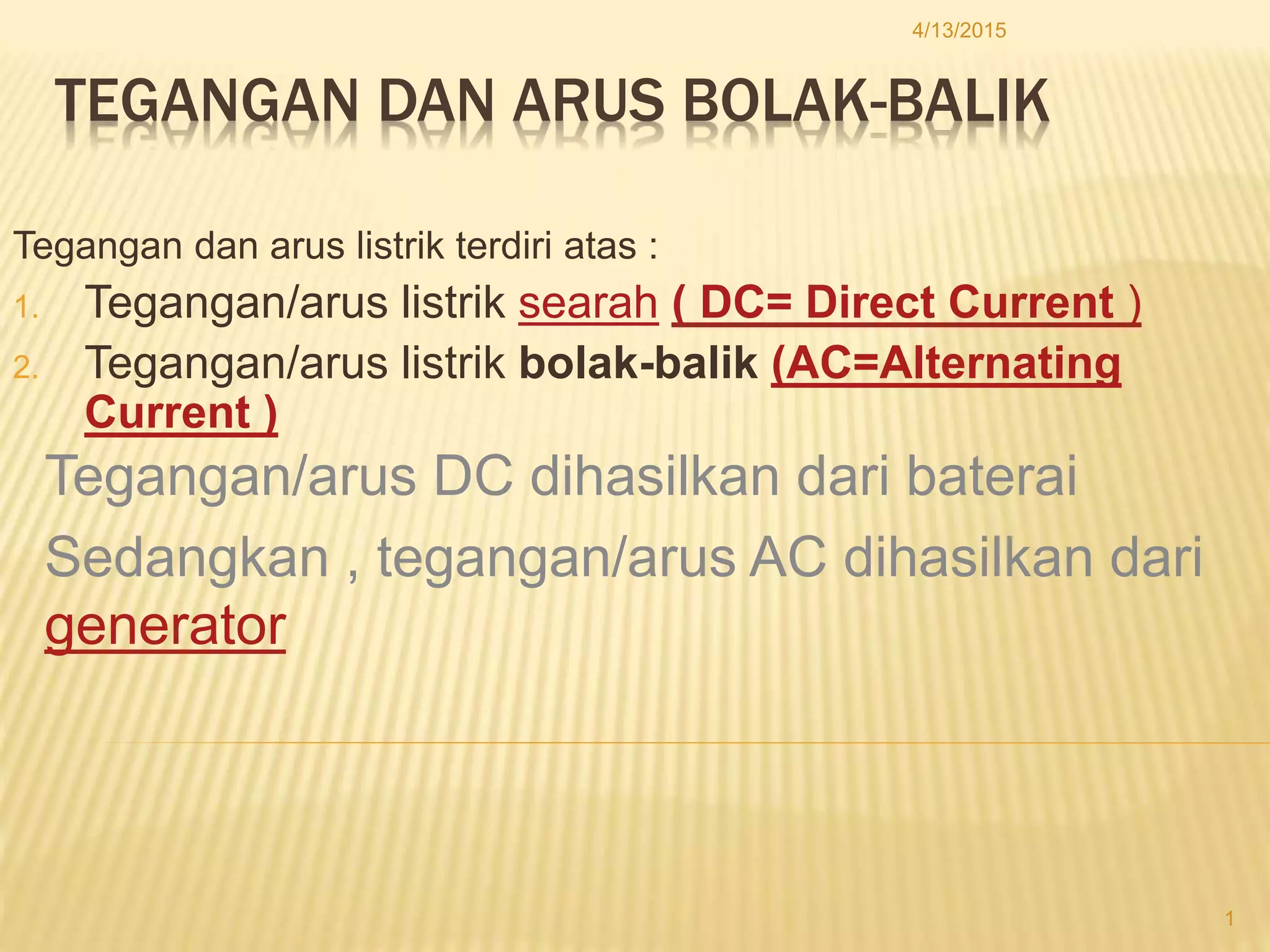 Tegangan dan Arus AC | PPTX