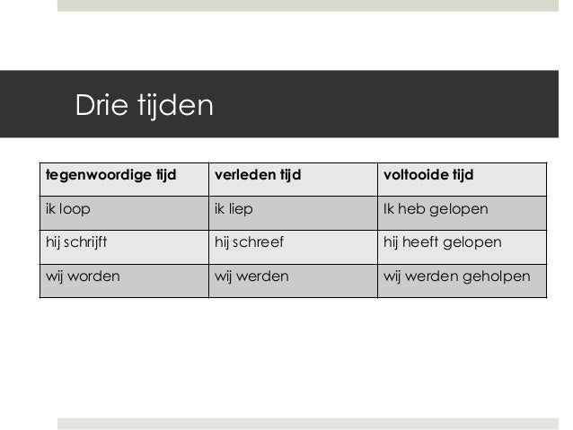 Tegenwoordige tijd, verleden tijd en voltooide tijd