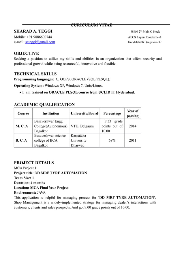 Teggi resume | DOC | Computing | Technology & Computing