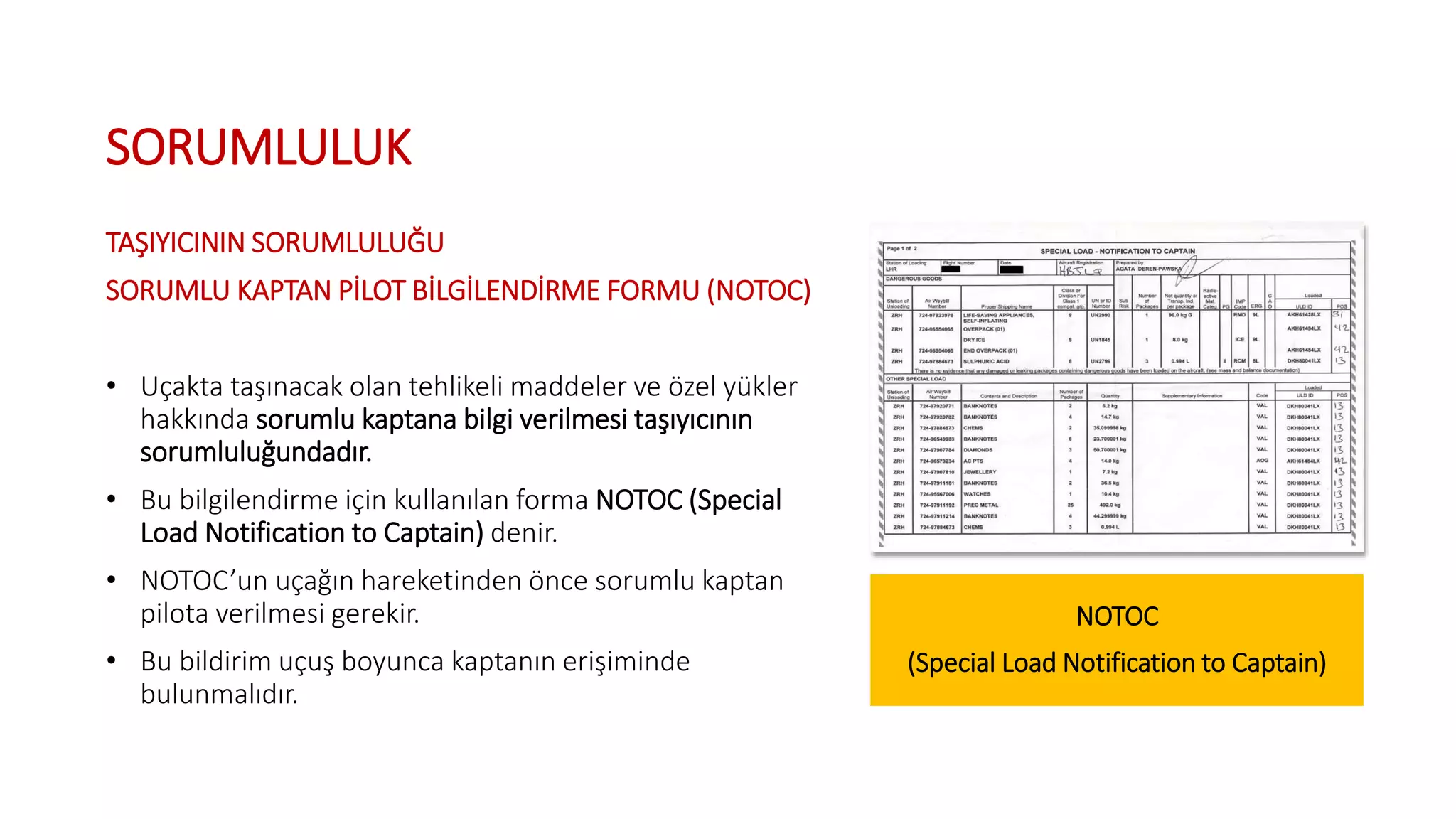 Tehlikeli Maddelerin Hava Yolu ile Taşınması | PPTX