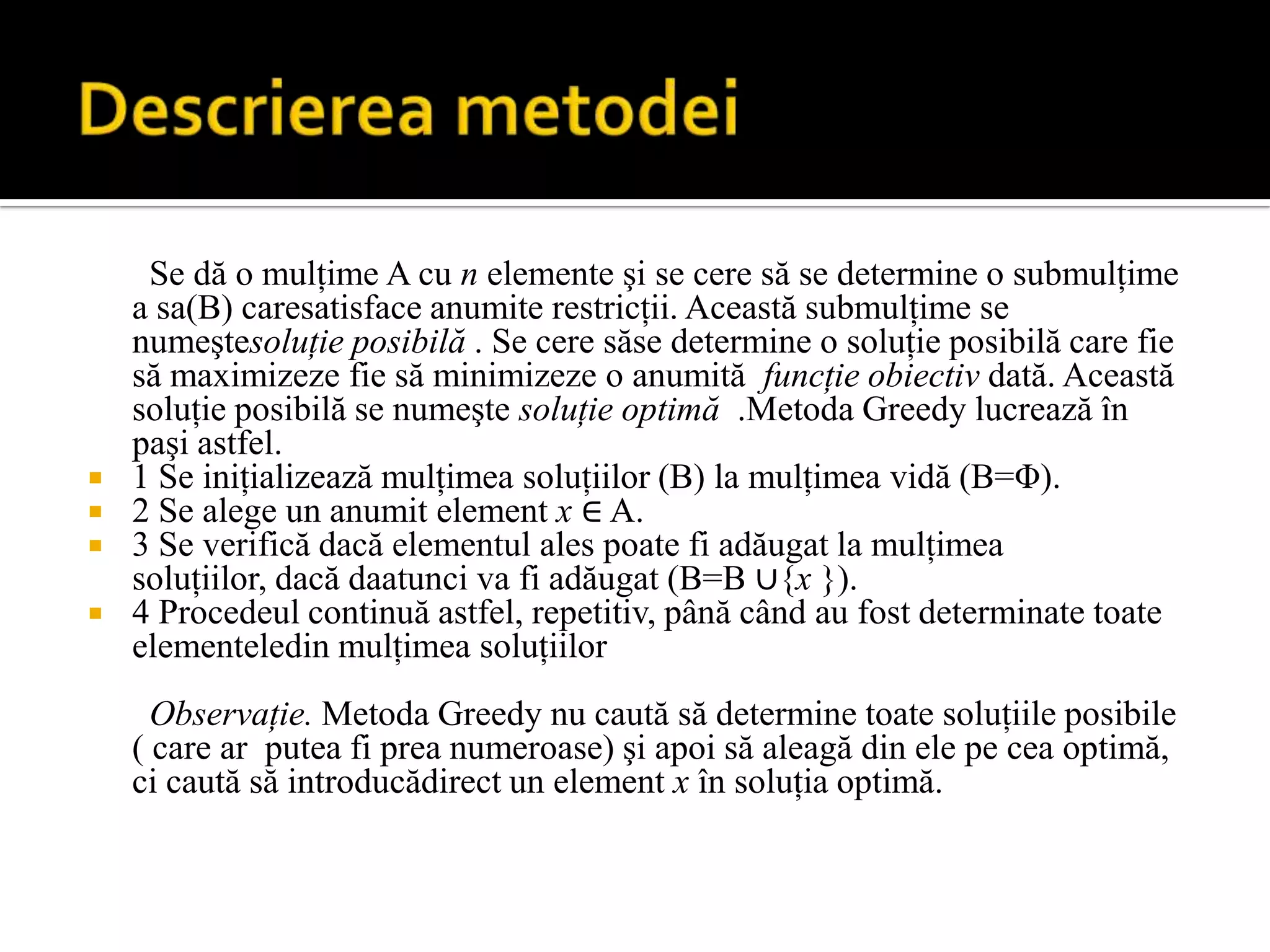 Tehnica greedy(1) | PPT