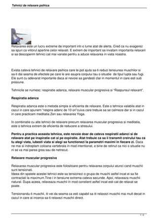 Tehnici de-relaxare-psihica | PDF