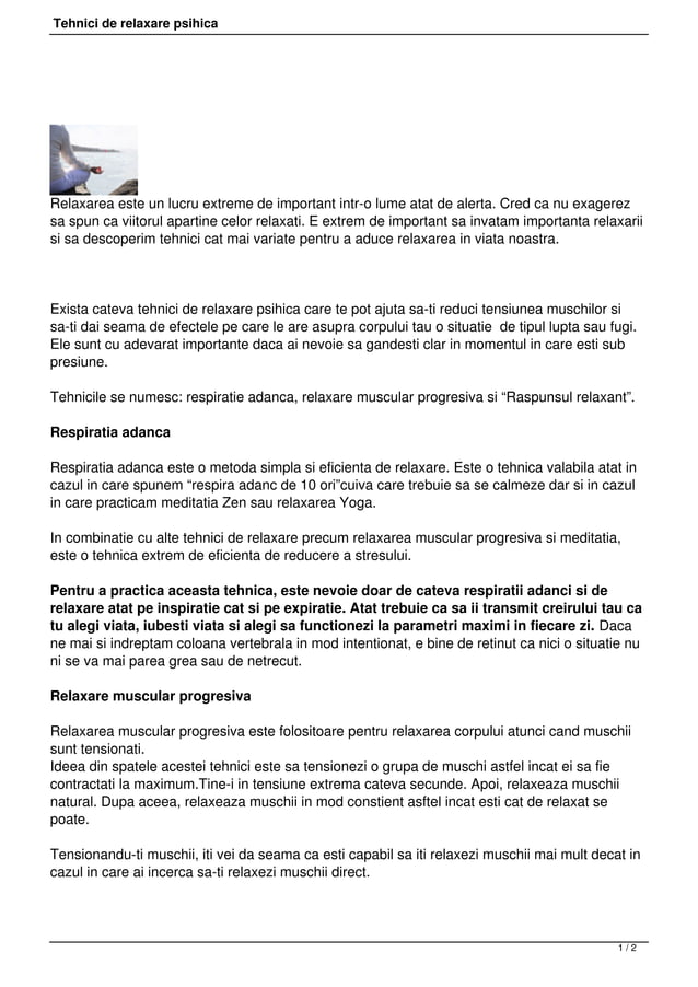 Tehnici de-relaxare-psihica | PDF