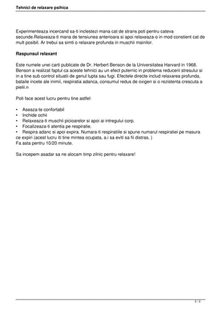 Tehnici de-relaxare-psihica | PDF