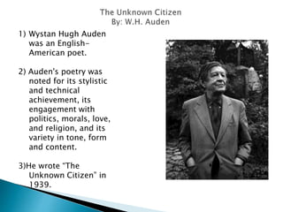 Tehzeeb Node TCAS-The Unknown Citizen and The Second Coming | PPT