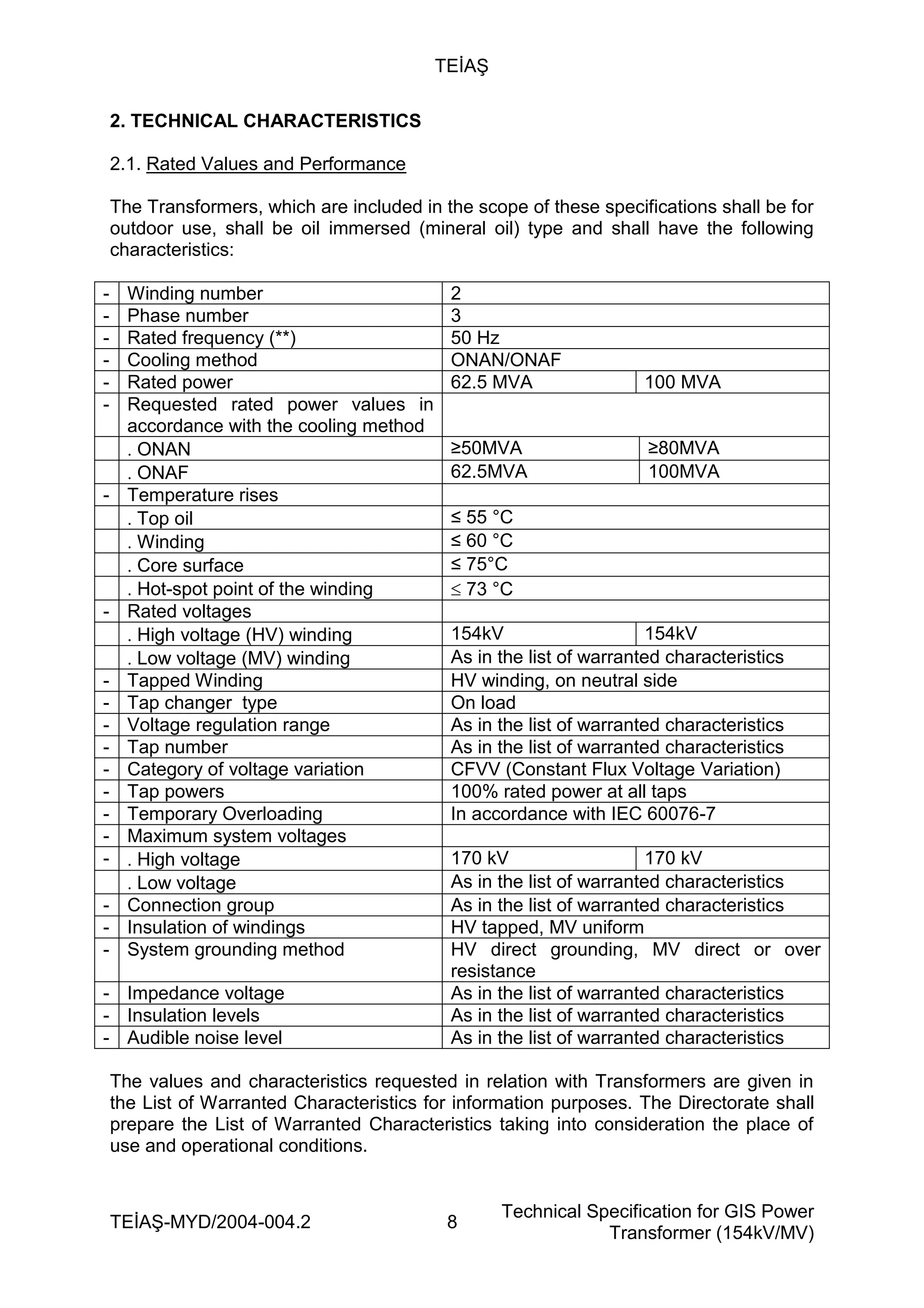 TEİAŞ-MYD-2004-004.2 Technical Specification for GIS Power Transformer ...