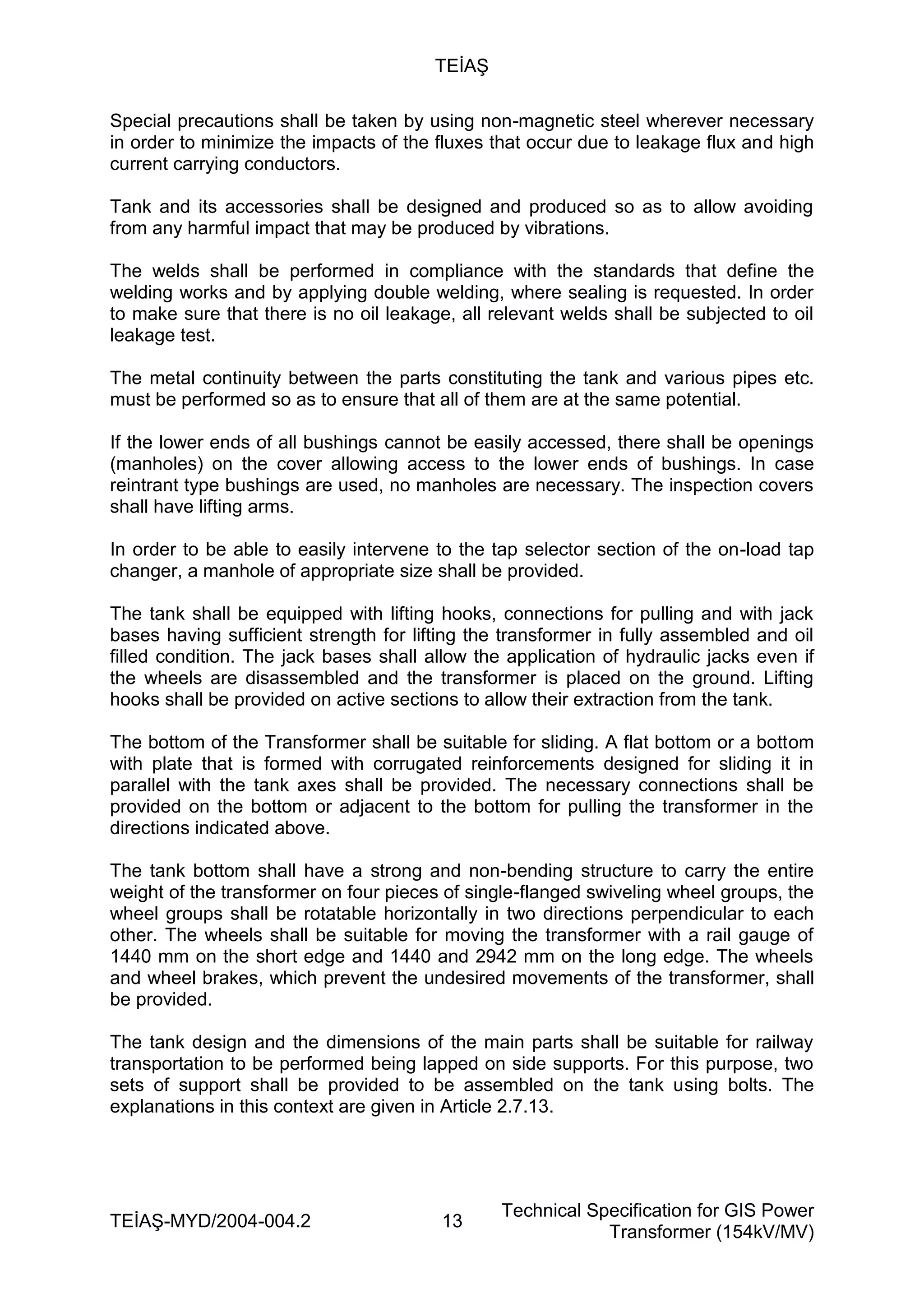 TEİAŞ-MYD-2004-004.2 Technical Specification for GIS Power Transformer ...