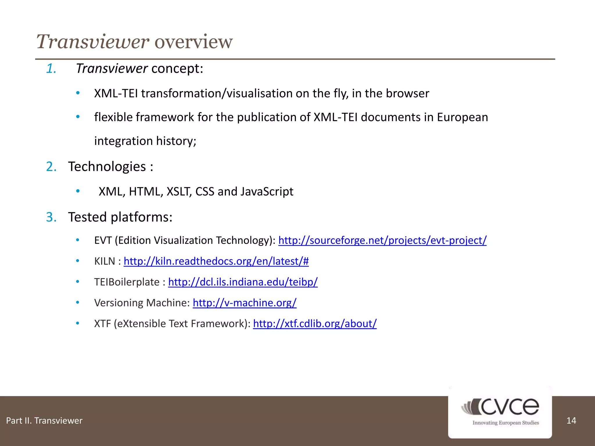 TEI Conference - CVCE | PPTX | Web Design and HTML | Internet