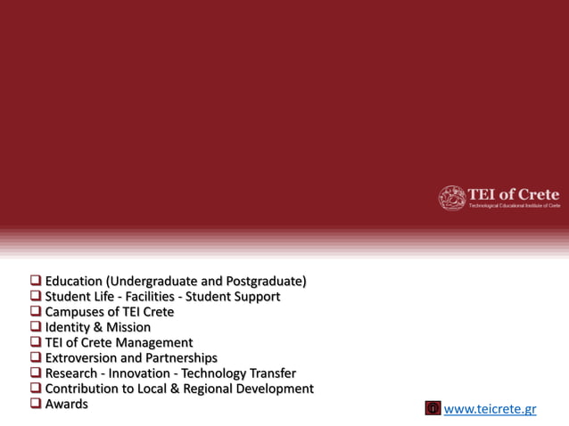 Presentation of TEI Crete | PPT
