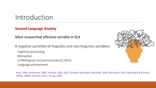 Second Language Anxiety and Achievement: A Meta-analysis | PPTX