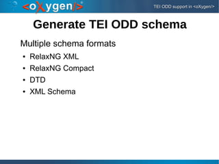 TEI ODD support in oXygen | PDF