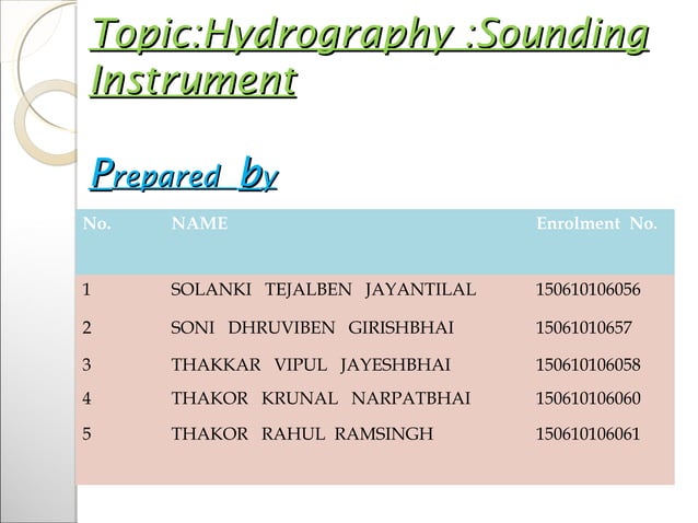 Hydrography :Sounding Instrument | PPT