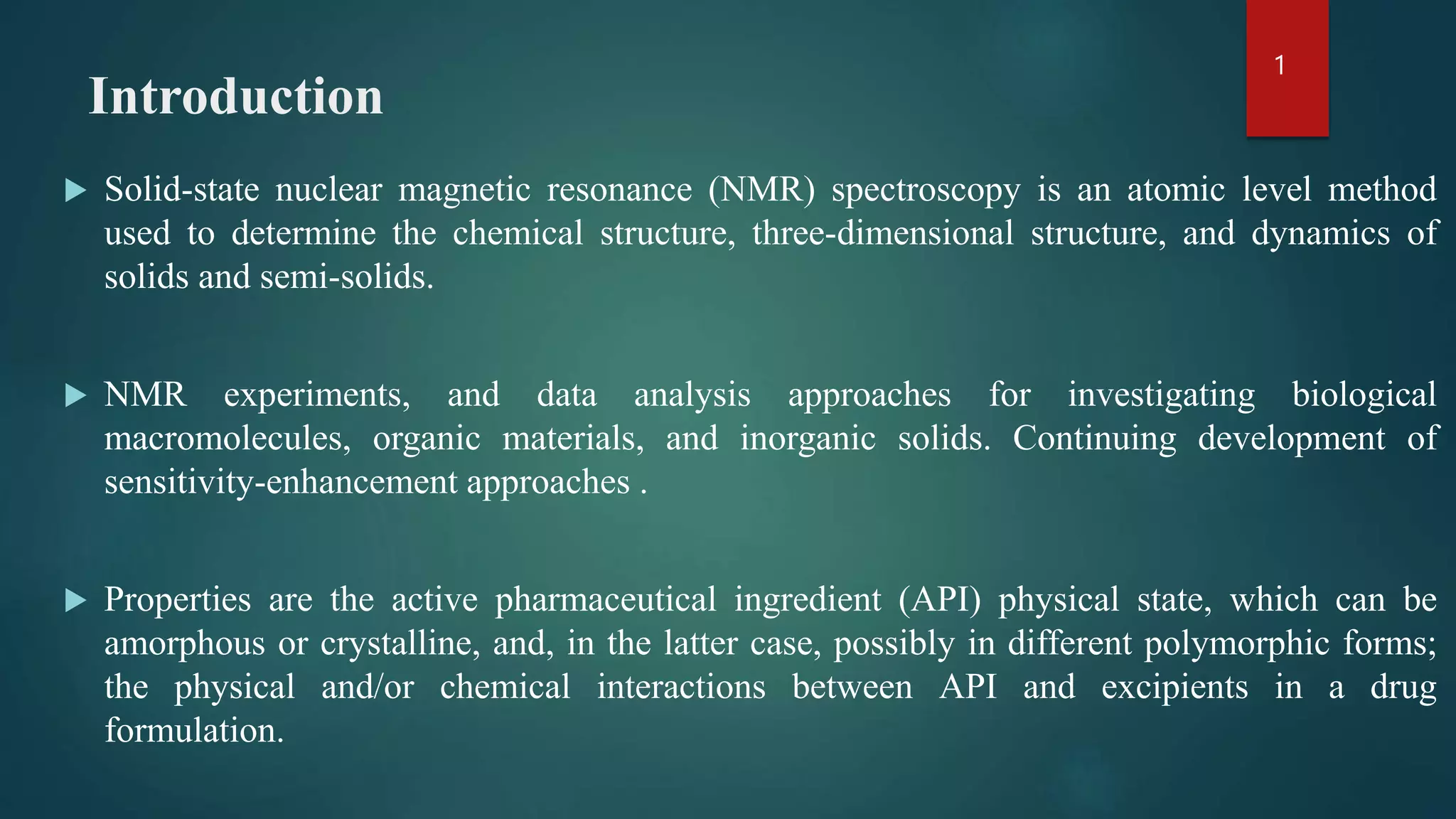 Solid state NMR Princple and application . | PPTX