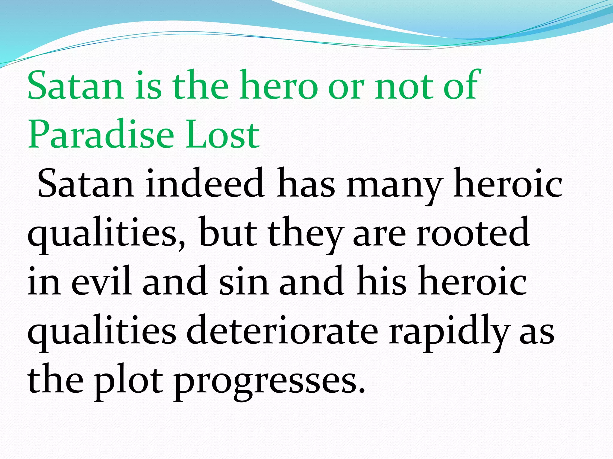 Character of Satan in Paradise Lost | PPTX
