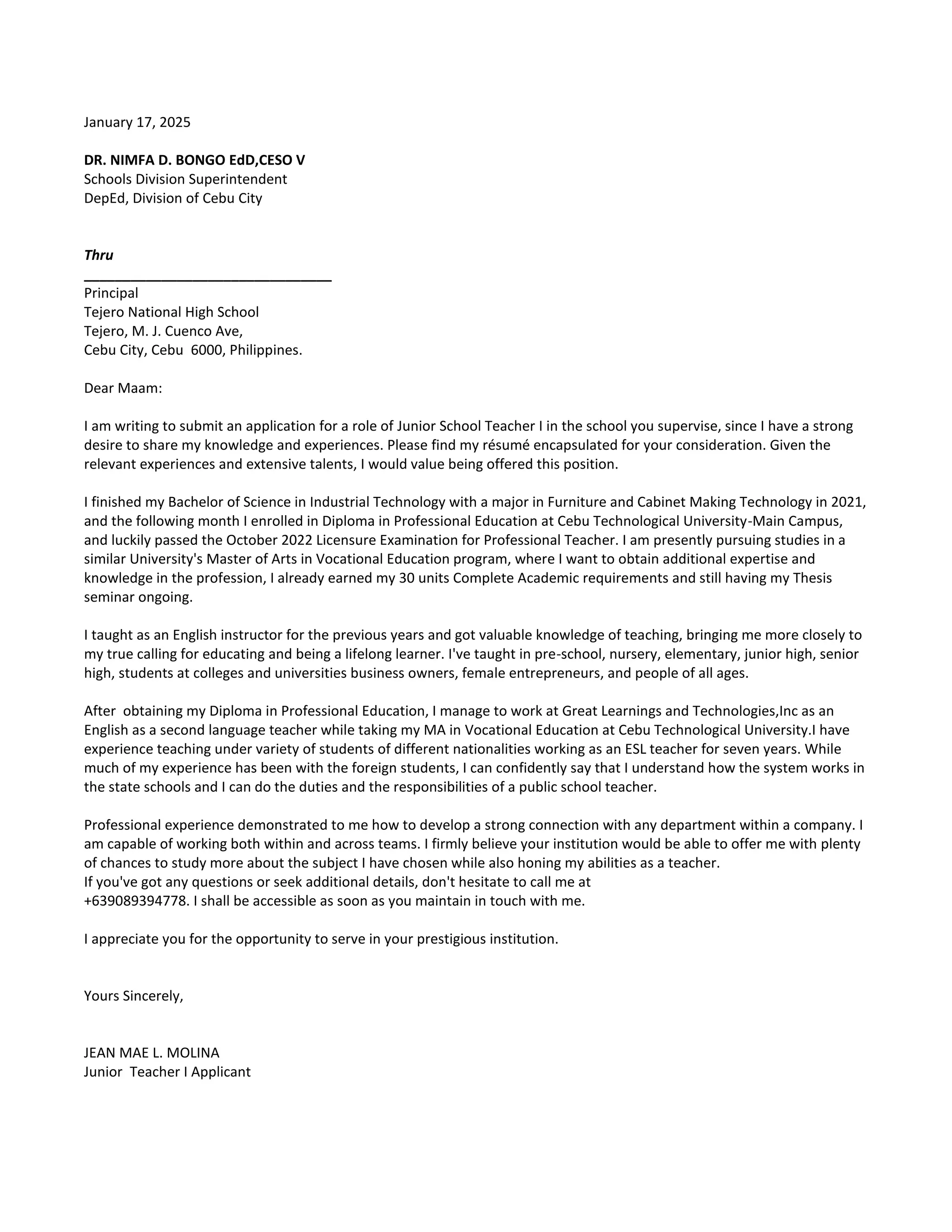 TEJERO NIGHT JUNIOR HIGH SCHOOL APPLICATION FOR DEMO | PDF