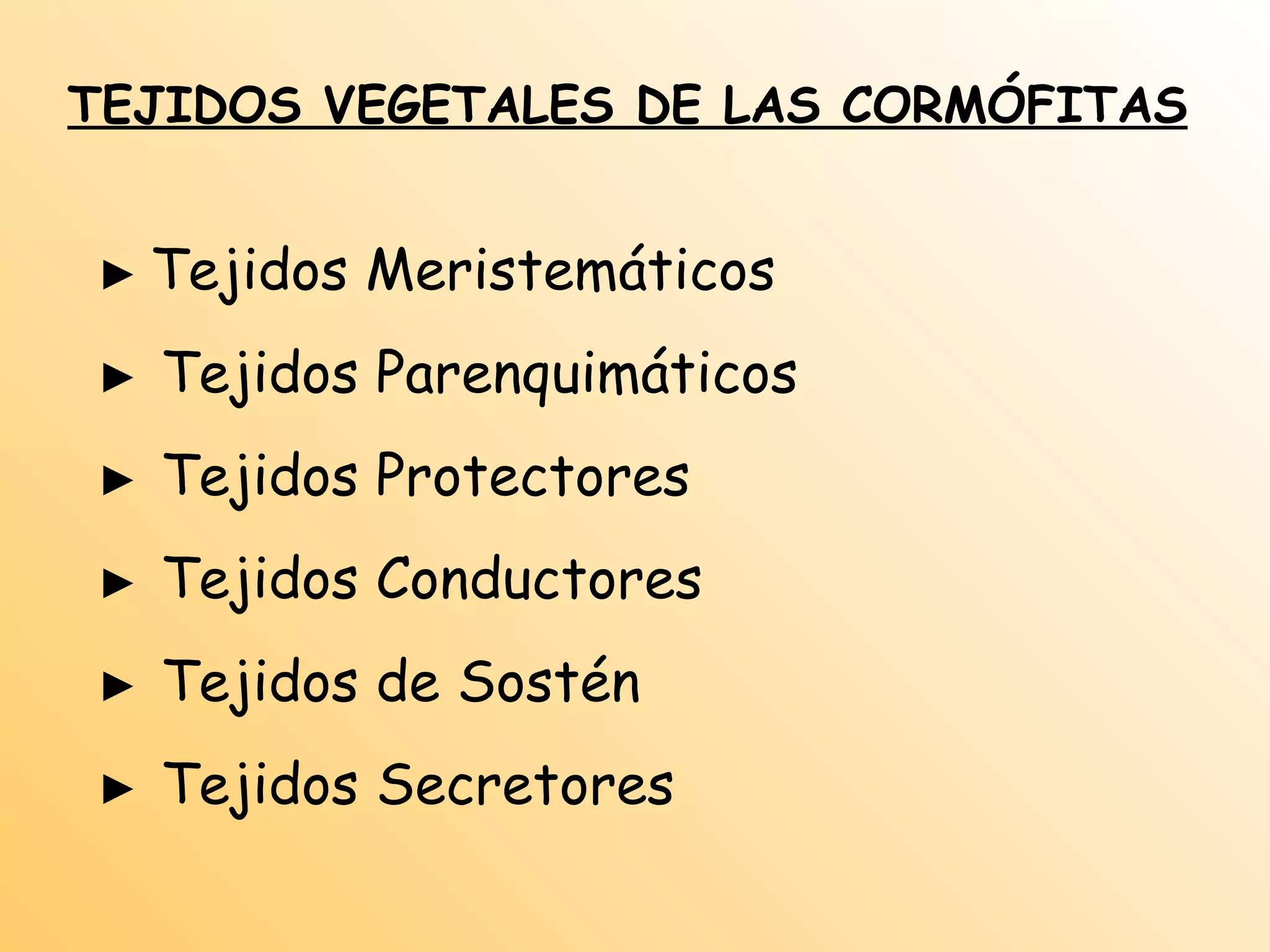Tejidos y órganos de las plantas cormófitas | PPT