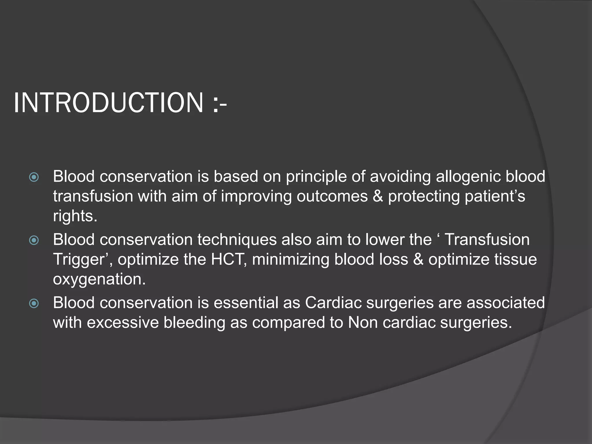 Blood conservation stratergies during cardiac surgery | PDF