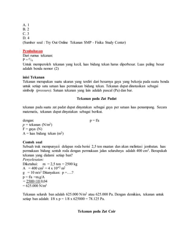 Tekanan pada zat cair | DOCX