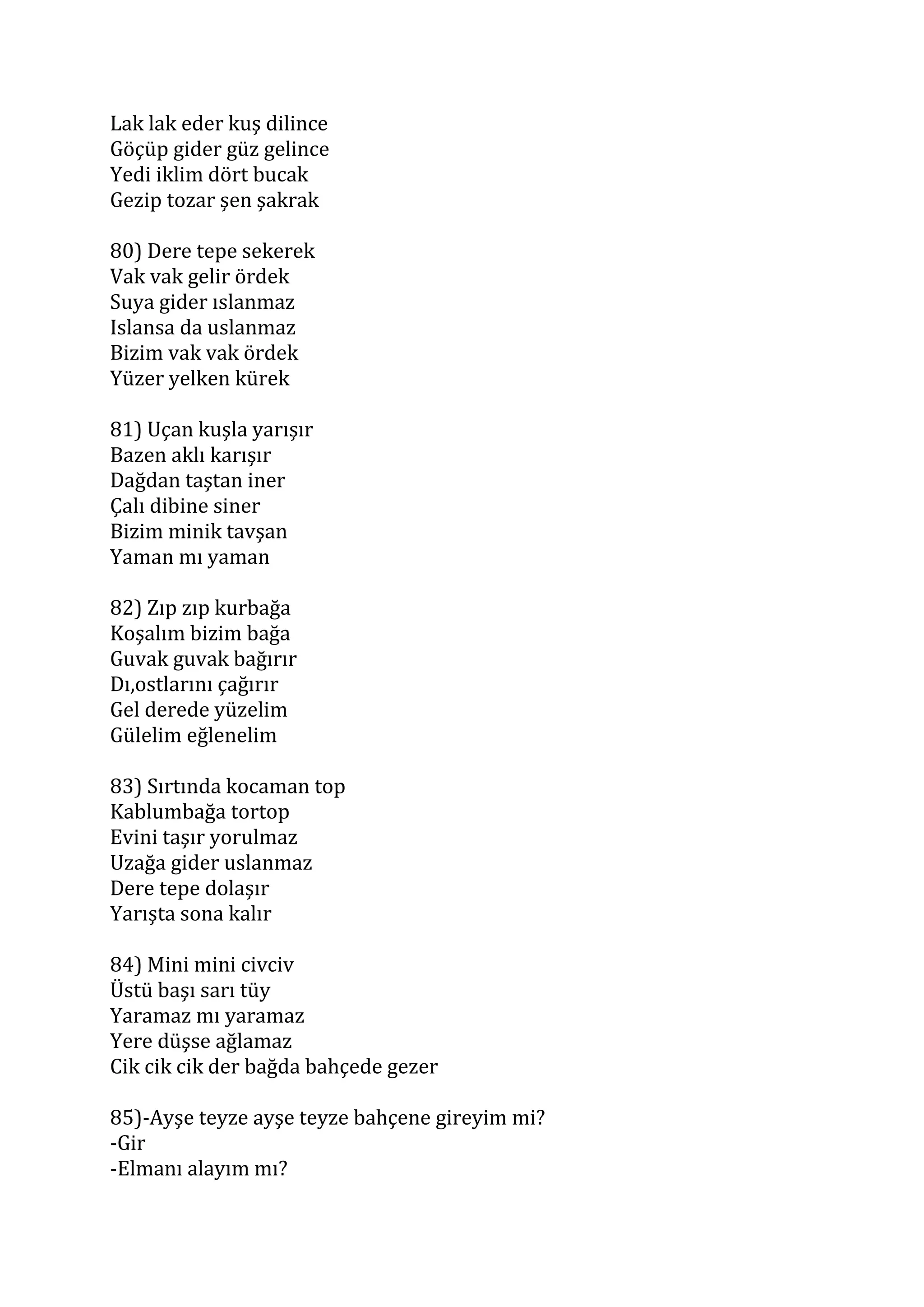 Tekerlemeler | DOCX
