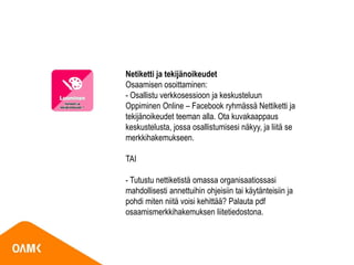 Tekijanoikeudet ja netiketti | PDF