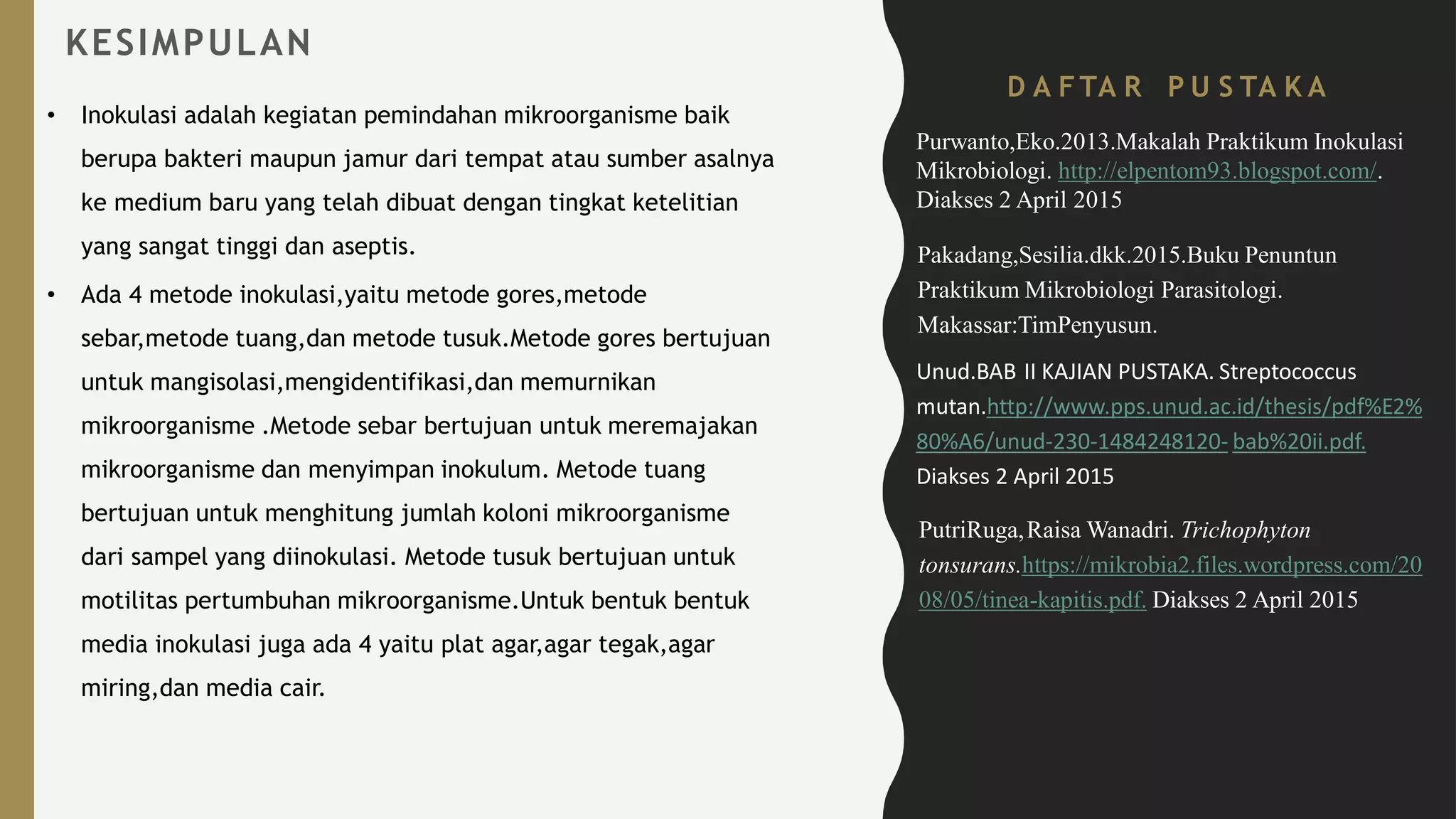 Tekni Inokulasi Mikroba Dan Media Pertumbuhan Mikroba kelompok 6 (1B) | PDF