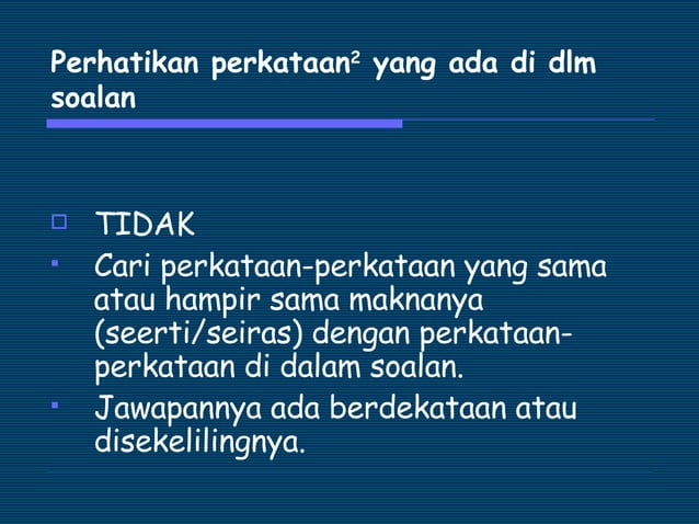 Teknik Menjawab Soalan Pemahaman | PPT