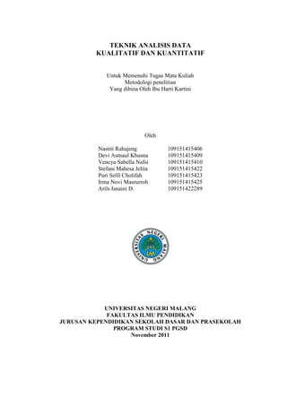 Teknik analisis data kuantitatif dan kualitatif | DOCX