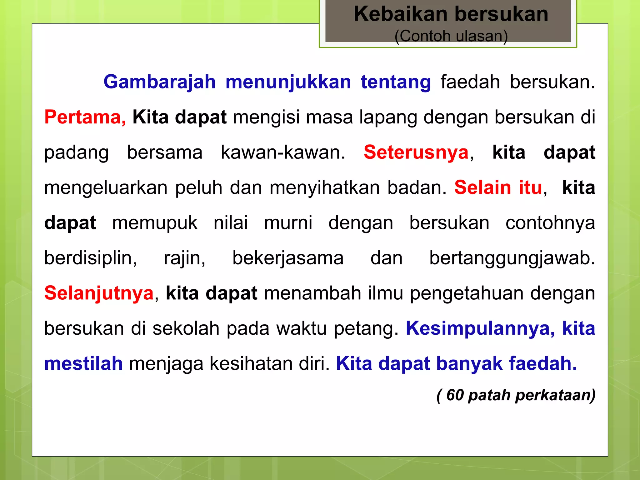 Teknik ansur maju faedah bersukan | PPT
