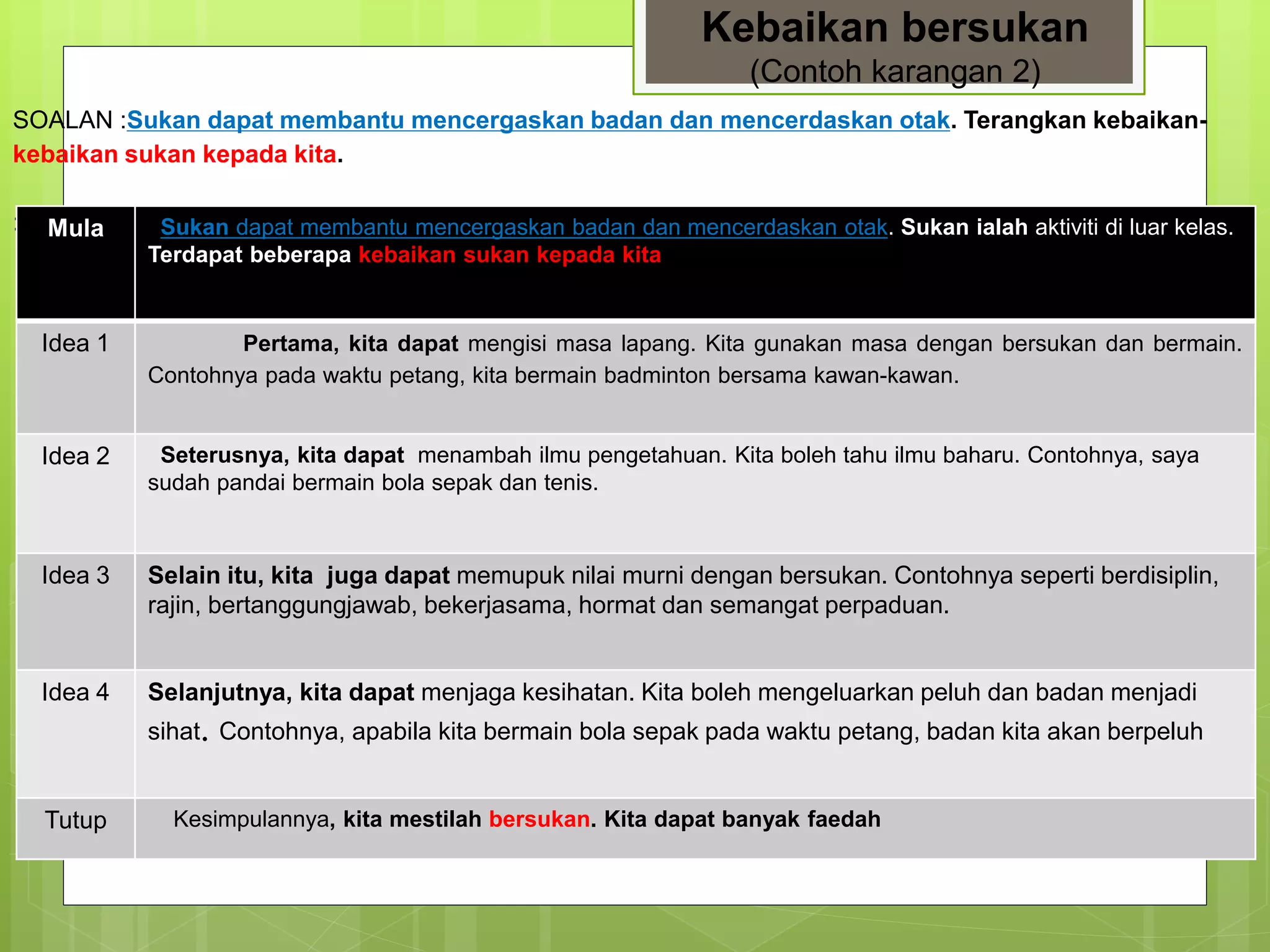 Teknik ansur maju faedah bersukan | PPT