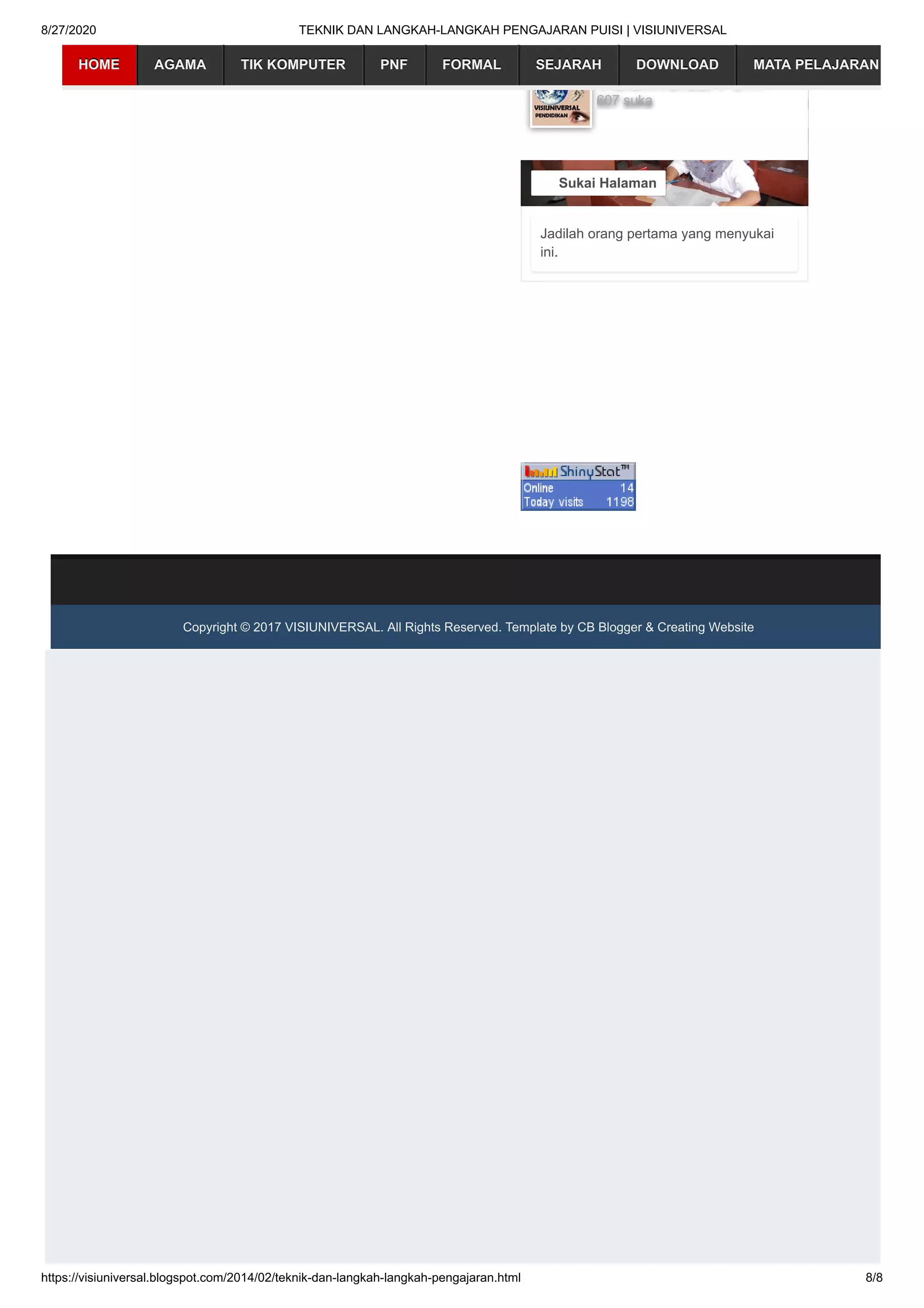 Teknik dan langkah langkah pengajaran puisi visiuniversal | PDF